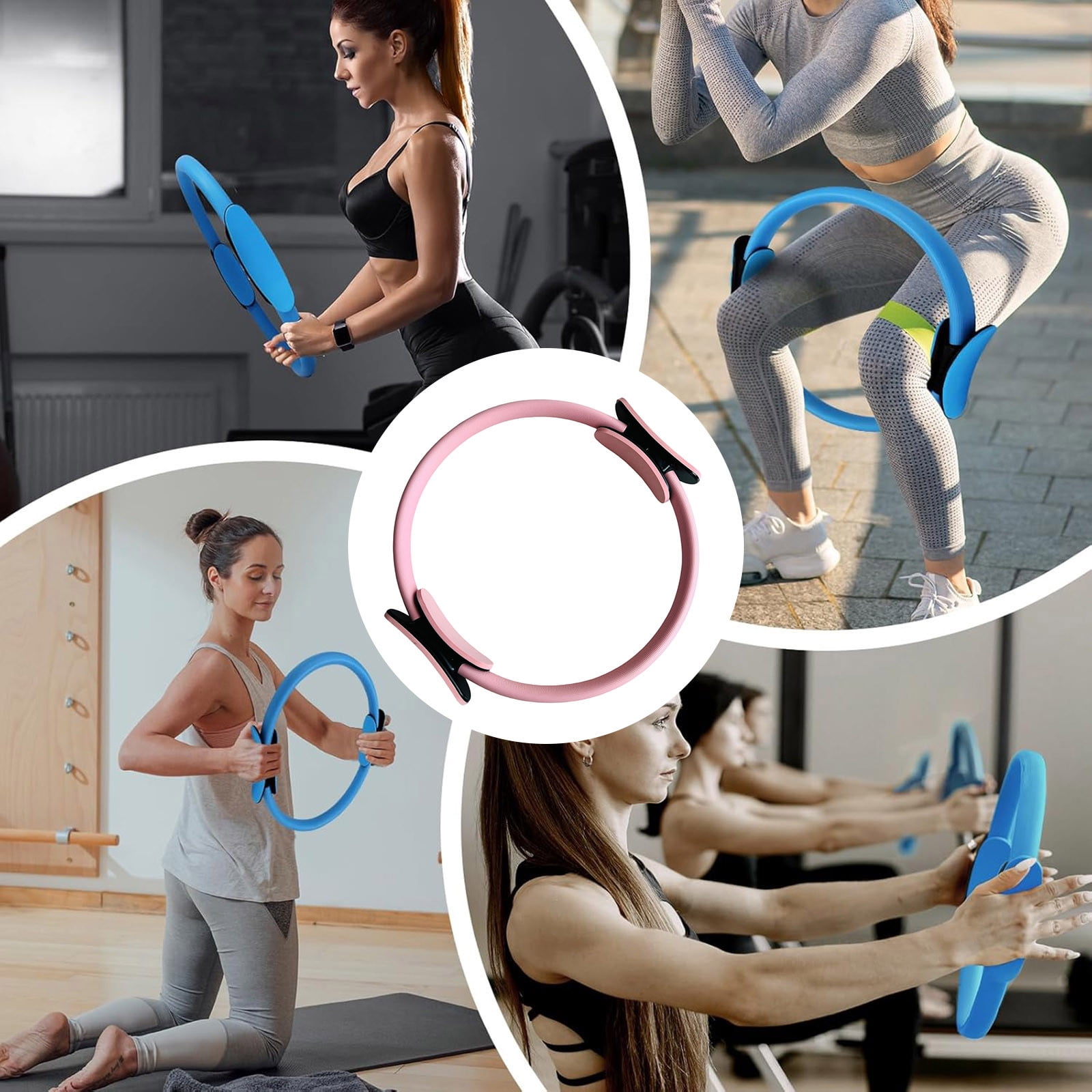 Flexible Ring Fitness 14" Yoga Rings with Padded Handles for Toning ...