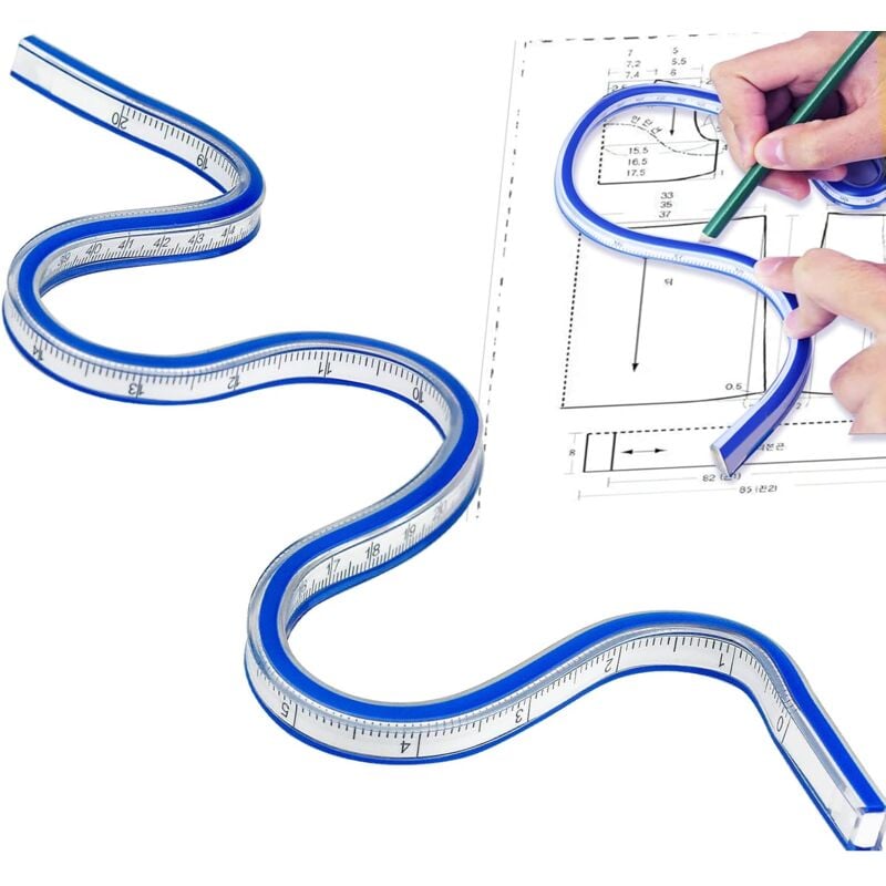 Flexible Ruler, 50cm PVC Ruler, Bendable Curve Ruler Clearly Flexible ...