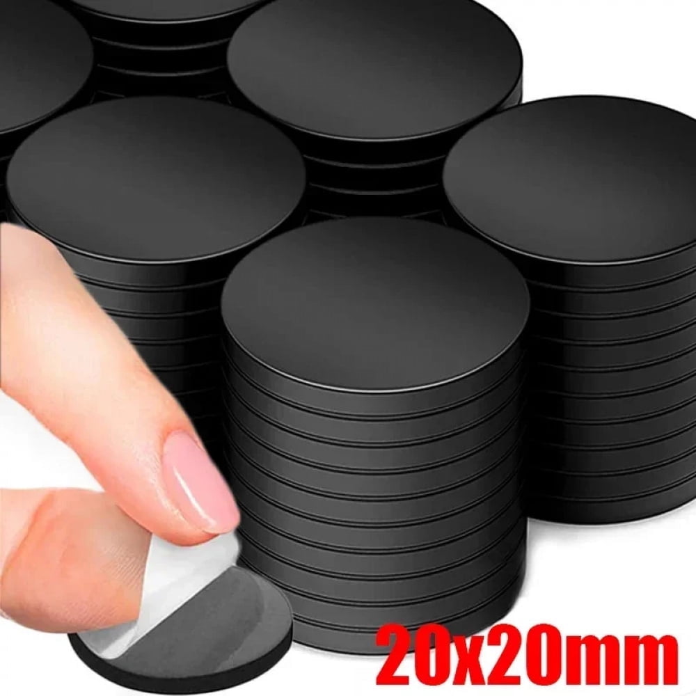 Flexible Self-Adhesive Magnetic Sheets - Square & Round Shapes, 20x20mm ...