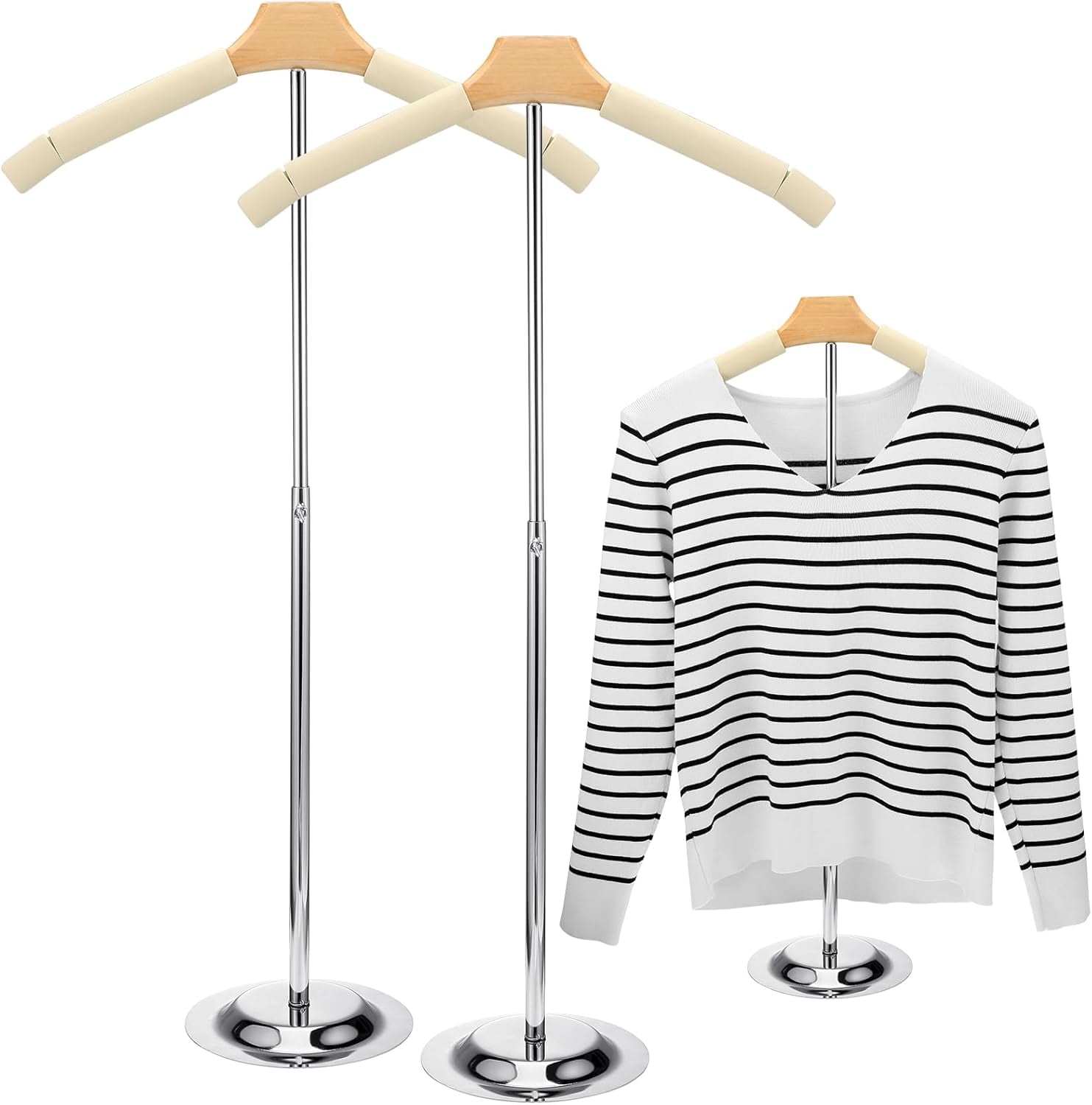 Flexible Shoulder Stand Adjustable T Shirt Display Beige Coat Hanger ...