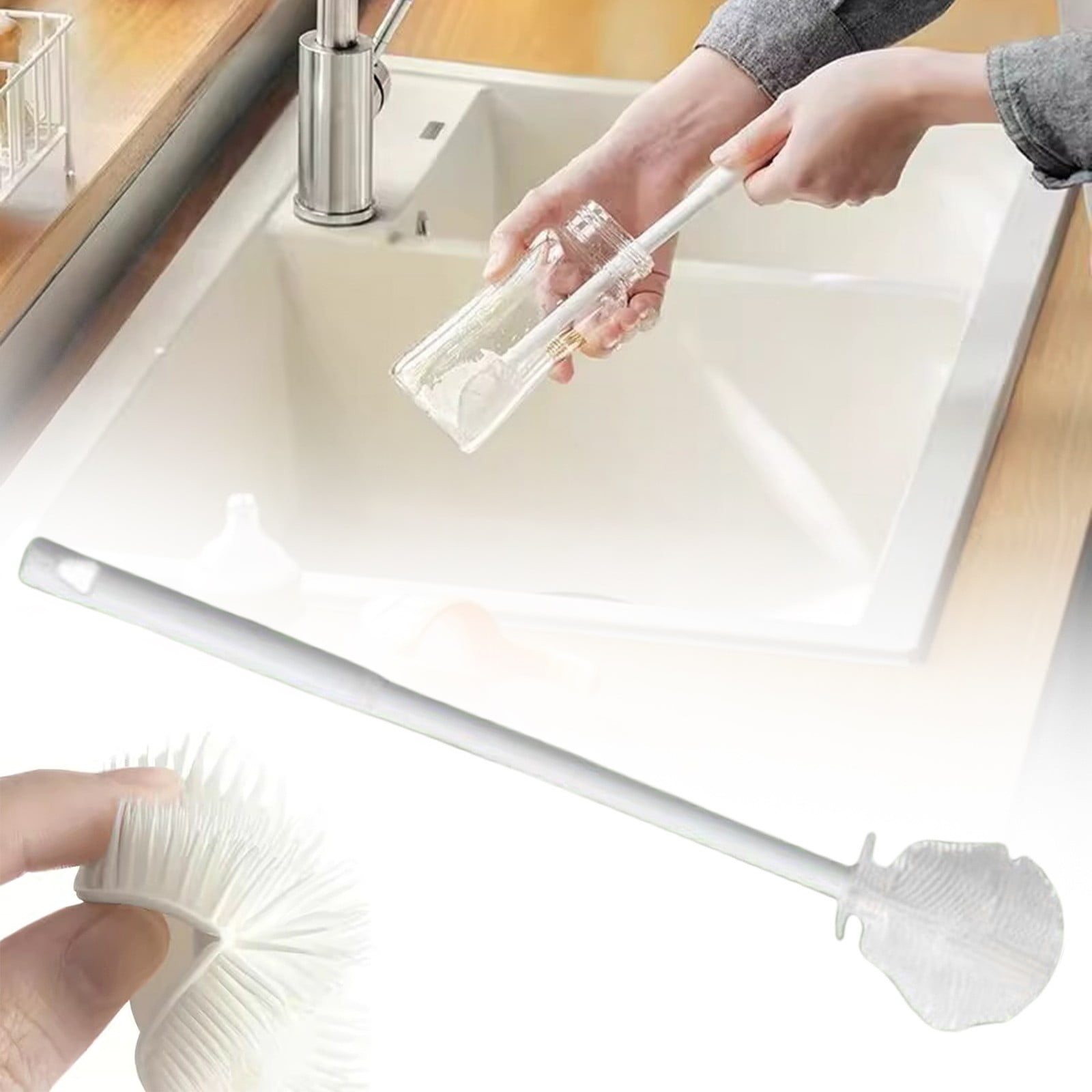 Flexible Silicone Bottle Brush Long Handle Foldable Cleaning Tool For ...