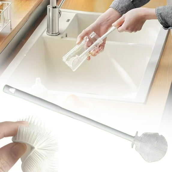 Flexible Silicone Bottle Brush Long Handle Foldable Cleaning Tool For ...