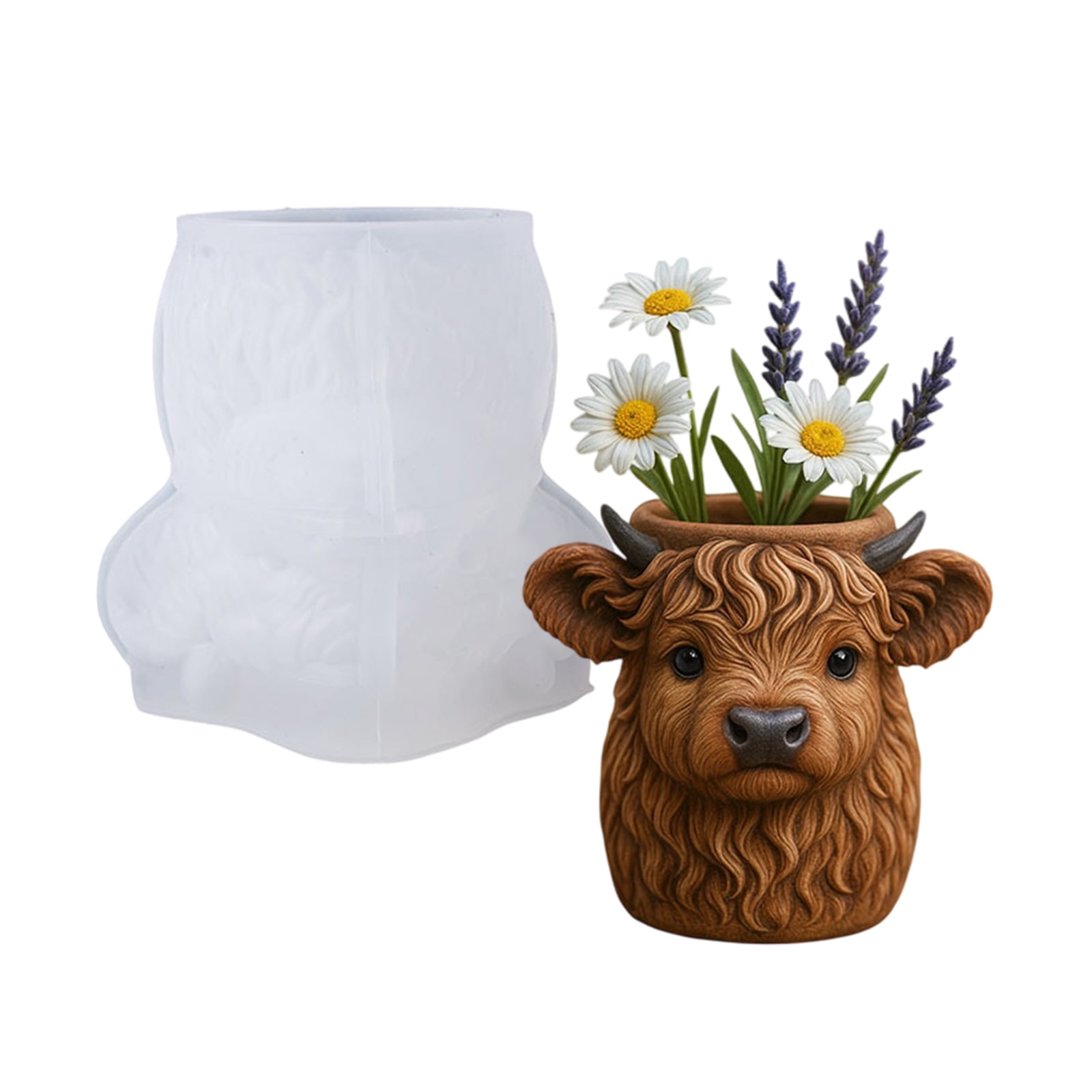 Flexible Silicone Cow Flower Pots Mold for Crafting Home Office ...