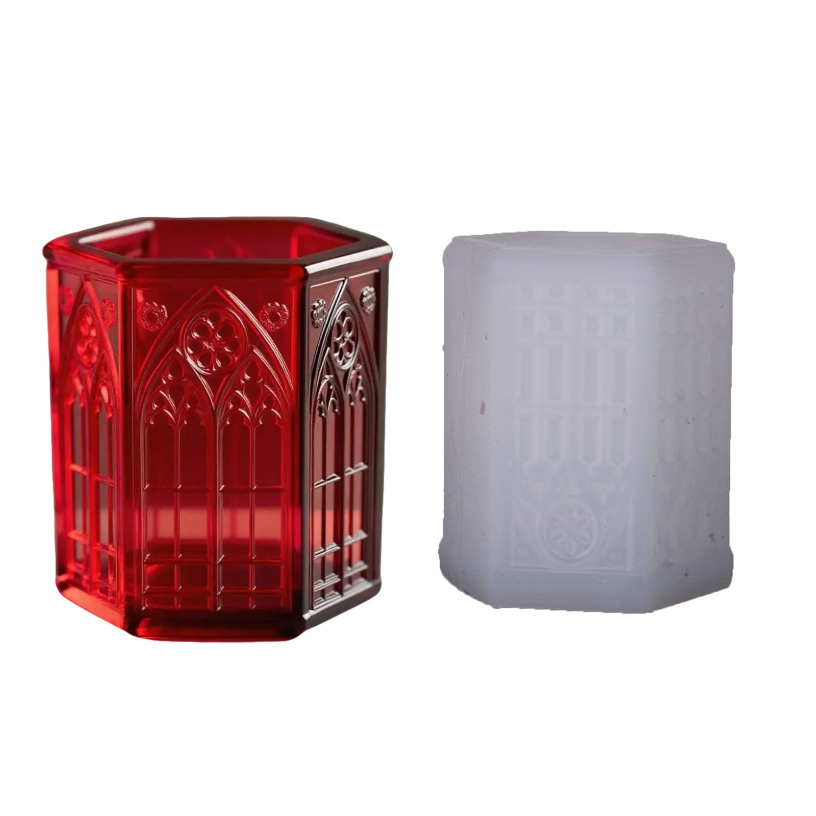 Flexible Silicone Flowerpot Mold With Church Window Design For Resin ...