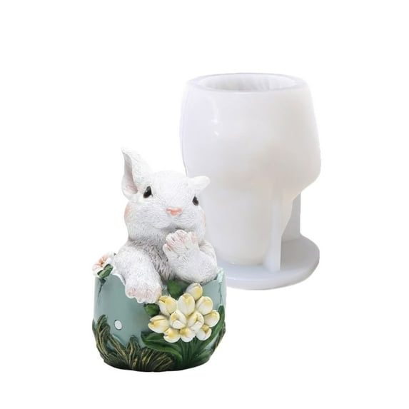 Flexible Silicone Mold for Office Easter Decoration Rabbit Figurine ...