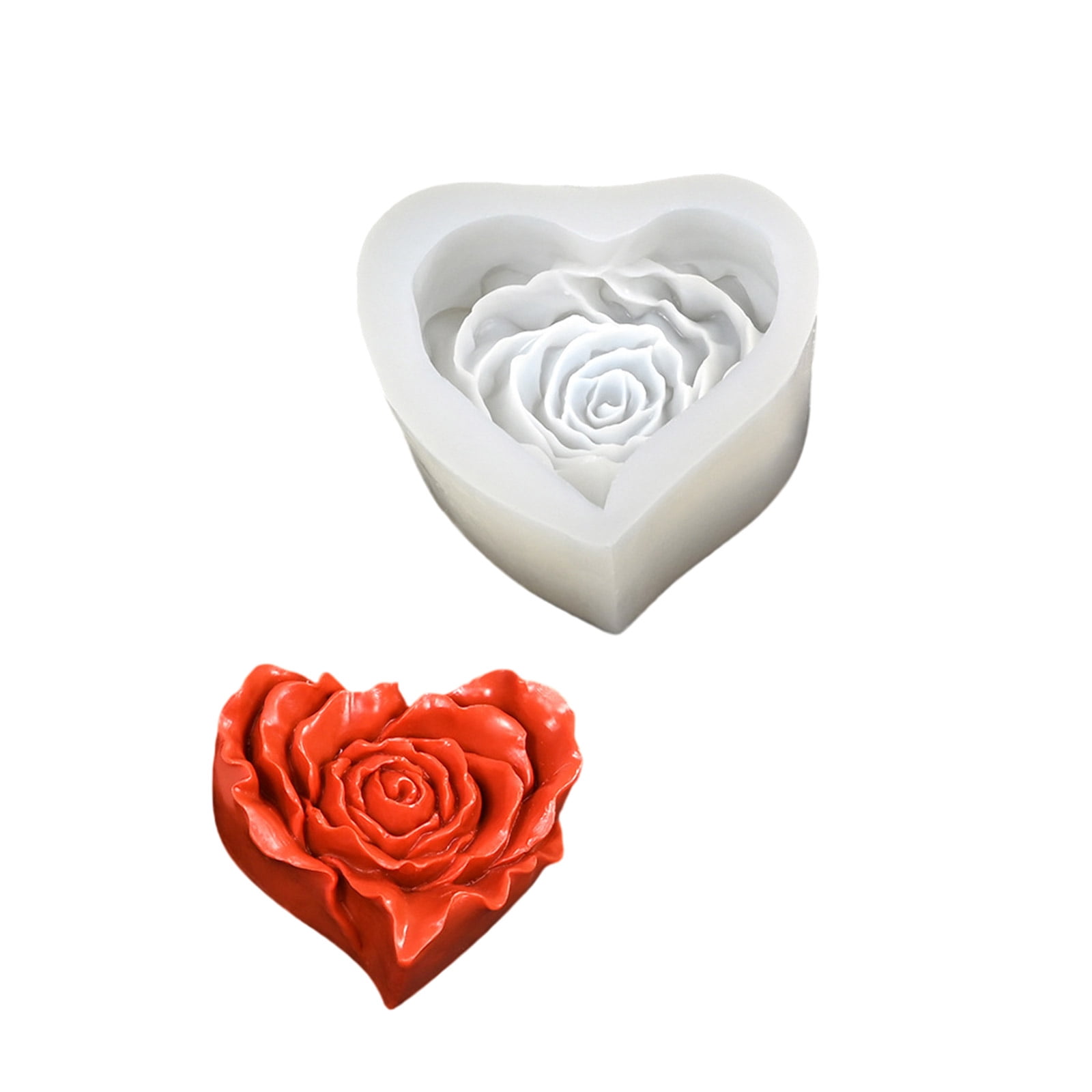 Flexible Silicone Molds for Heart Rose Designs Dessert and Treat ...
