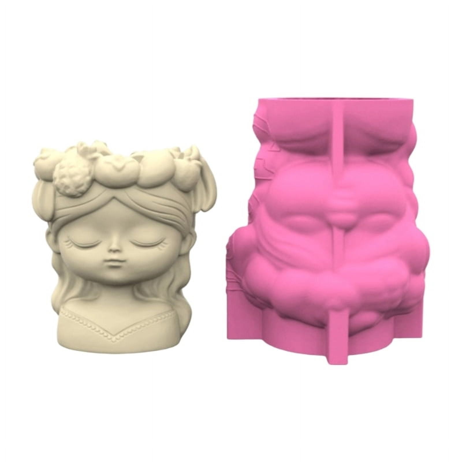 Flexible Silicone Planter Pot Mold For DIY Goddess Head Cement Crafts ...