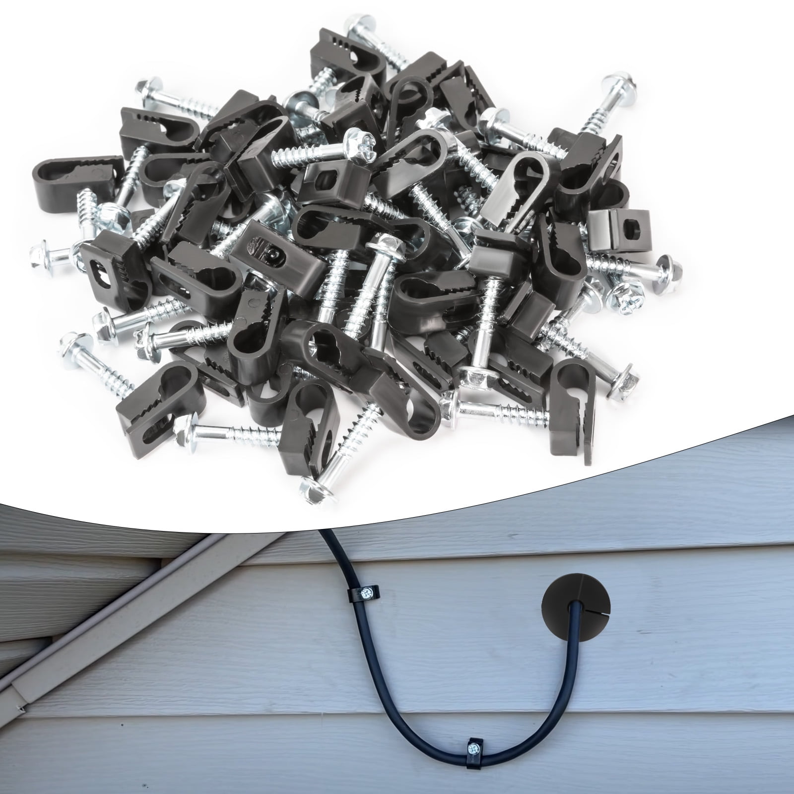 Flexible Single Coaxial Starlink Cable Wall Clips with 1/4" Screw Clip ...