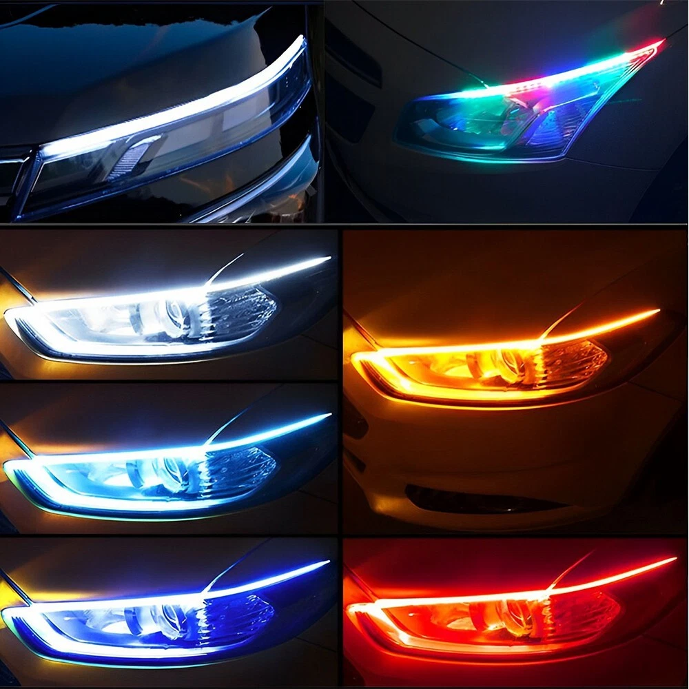 Flexible Slim Sequential Led Strip Light Bar Lamp Drl Turn Signal Amber ...