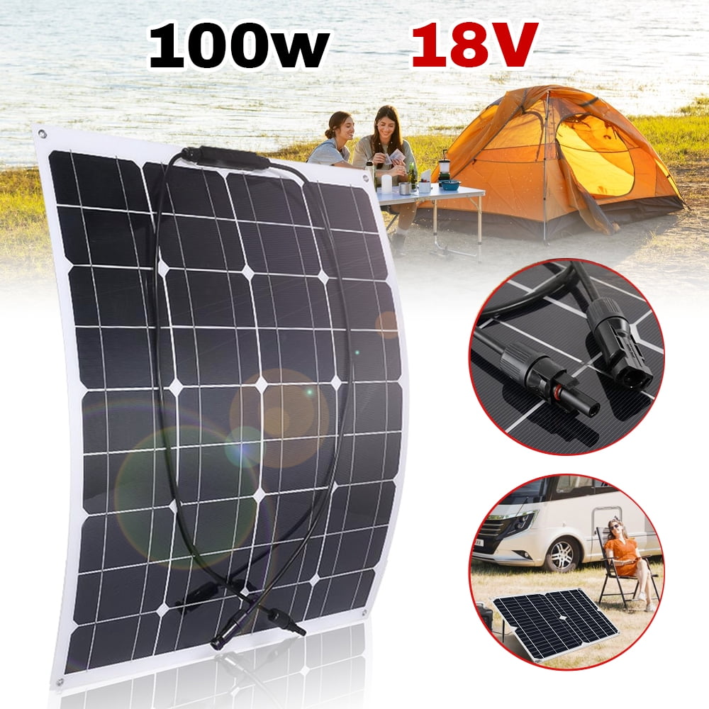 Flexible Solar Panel 100 Watt 12 Volt Monocrystalline Semi-Flexible ...