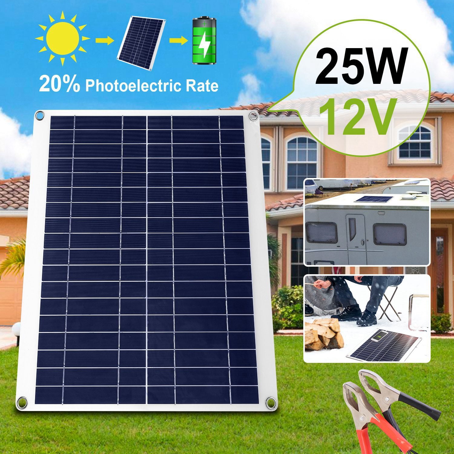 Flexible Solar Panel Kit 25W Watt 12V Car Battery Caravan Boat RV Car ...