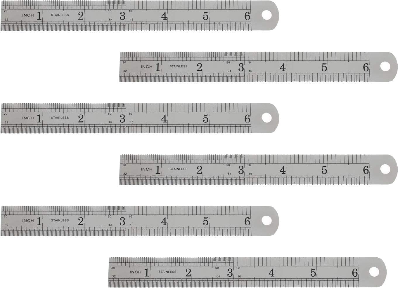 Flexible Stainless Steel Ruler with Inches & Centimeters - Pack of 6 ...
