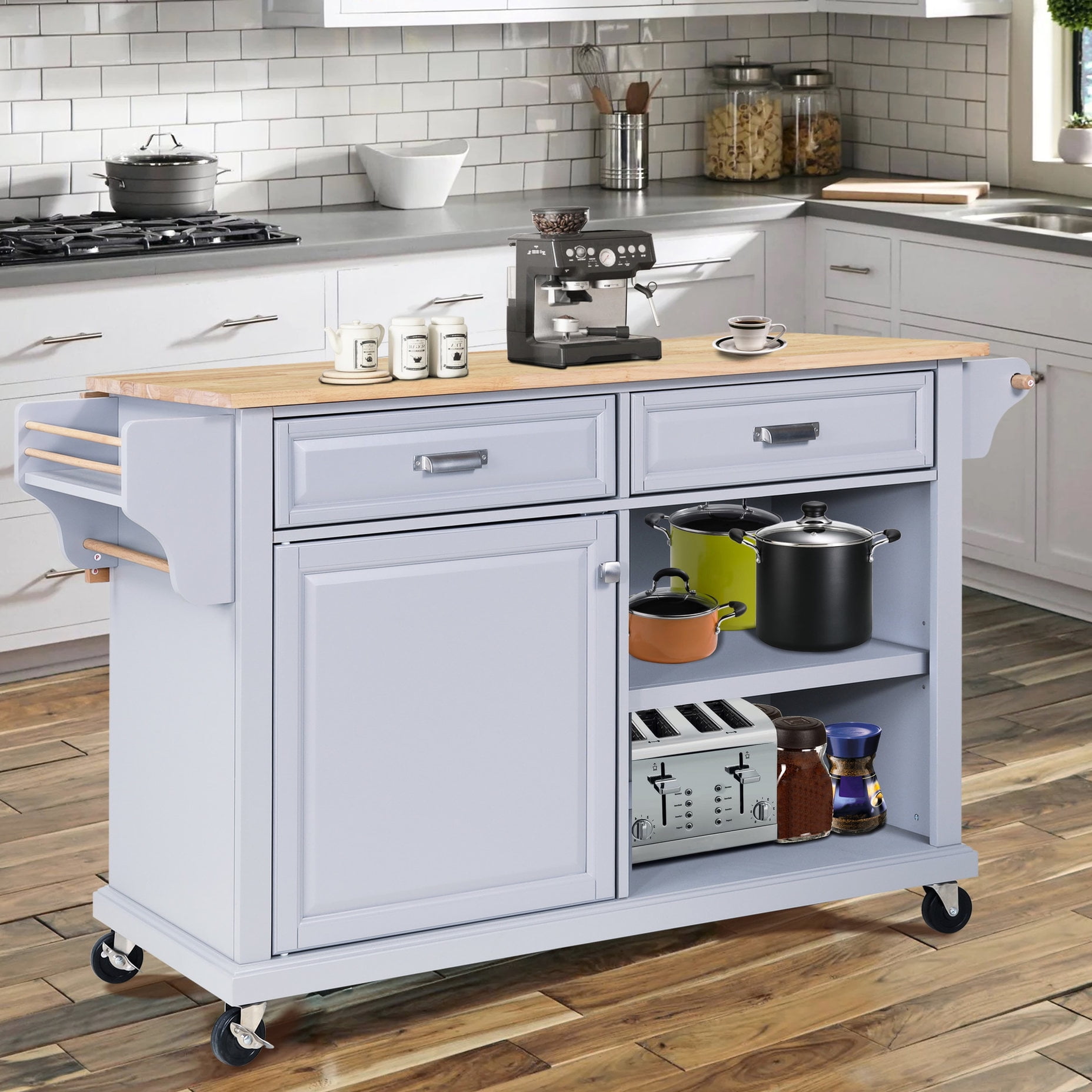 Flexible Storage Kitchen Island, 36 in High, Gray Main Color - Walmart.com