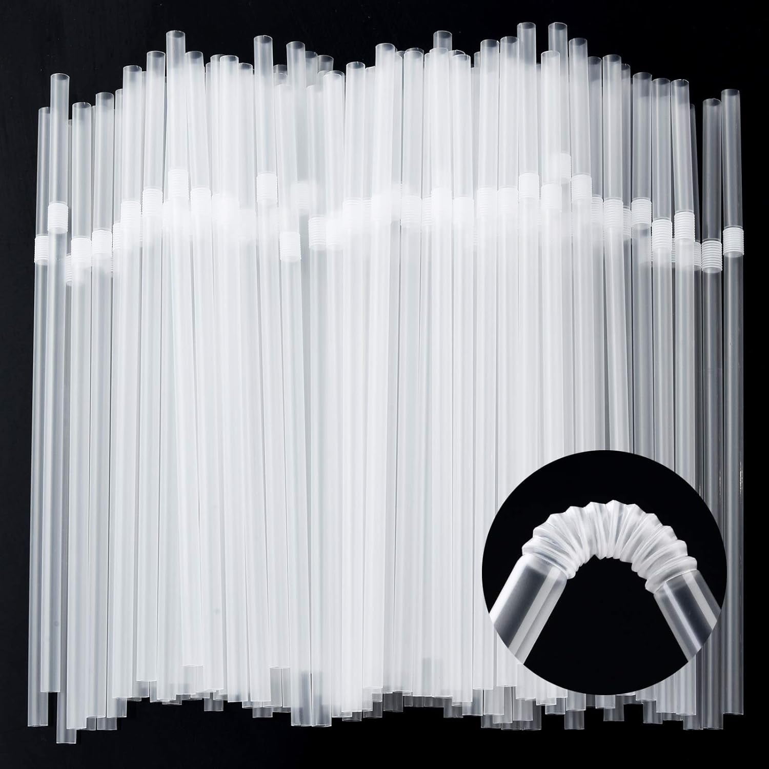 Flexible Straw 100 Count - Clear Straw Disposable, Plastic Straw ...