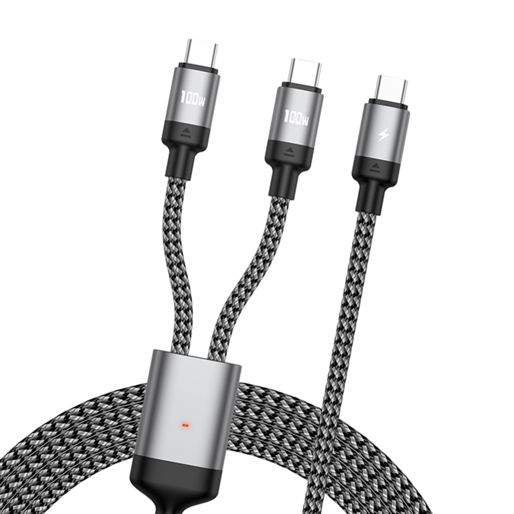 Flexible USB C Cable 2 in 1 Splitter Braided Nylon Cord Fast Charging ...