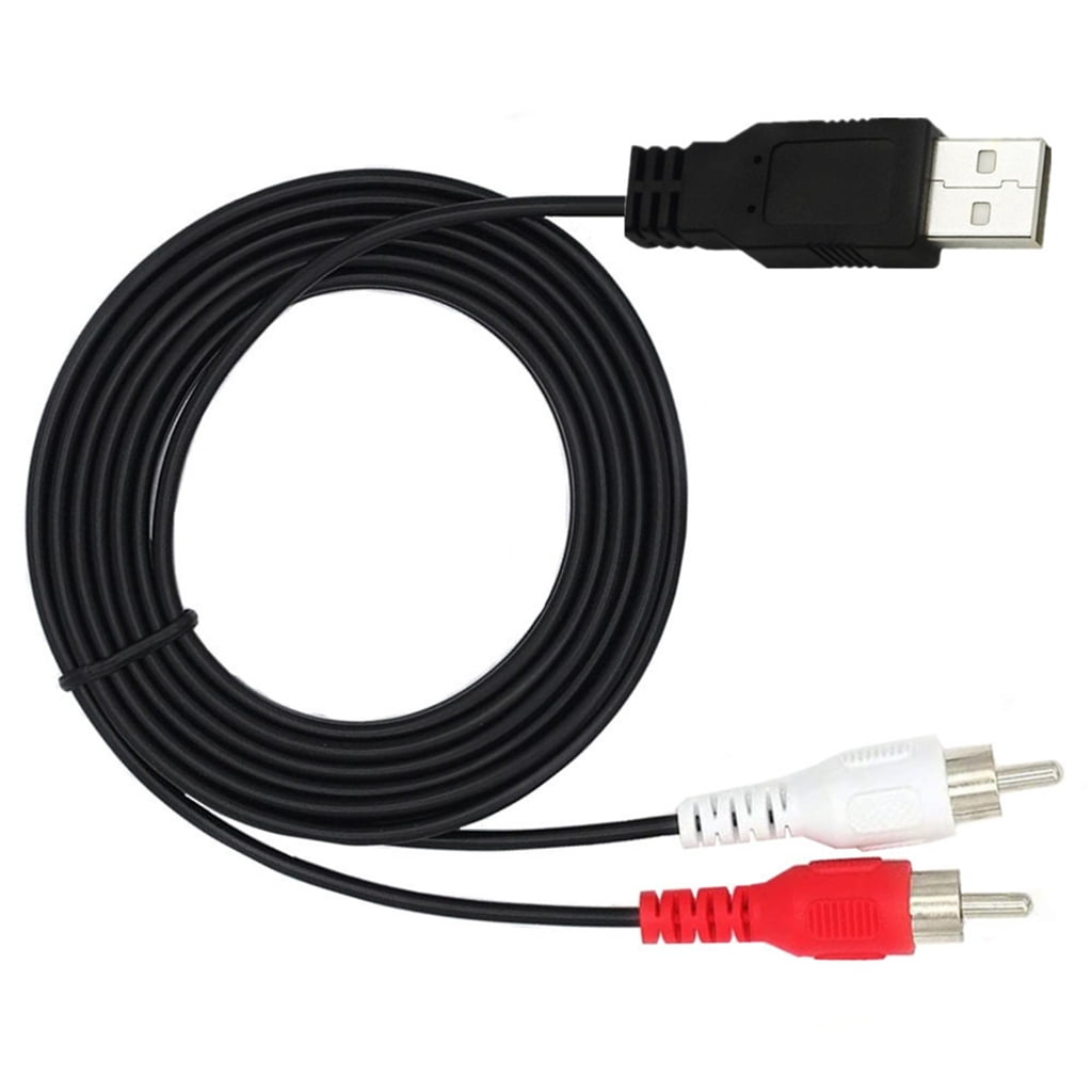 Flexible USB Male To 2RCA Male Conversion Adapter Cable Connector Cord ...