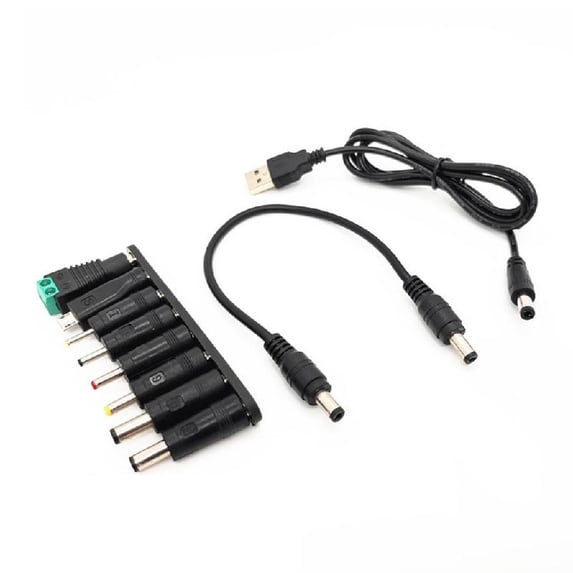 Flexible USB To DC5.5x2.1mm Power Wire with 8 Adapter Plugs For Devices ...