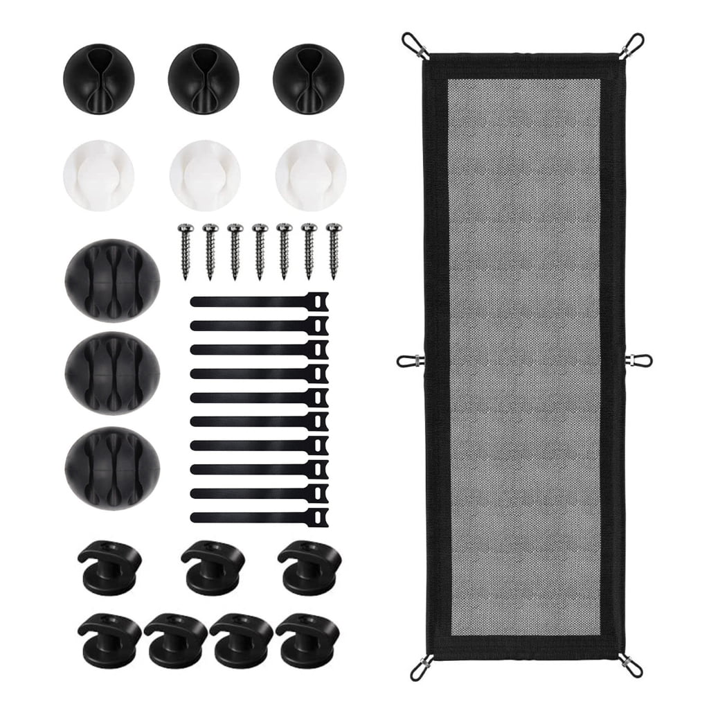 Flexible Under Table Cord Management Net Storage Pockets for Organizing ...