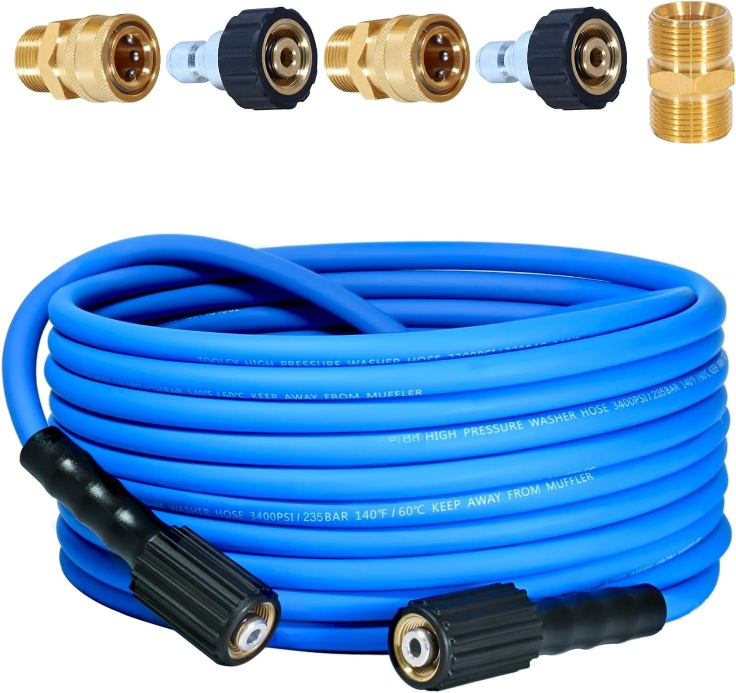 Flexible Washer Hose 30ft, 3400 PSI Kink Resistant Power Washer Hose 1/ ...
