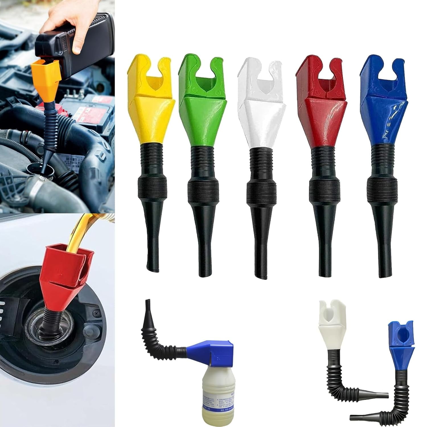 Flexible Wide-Mouth Funnel with Built-in Filter, Retractable Auto Fuel ...