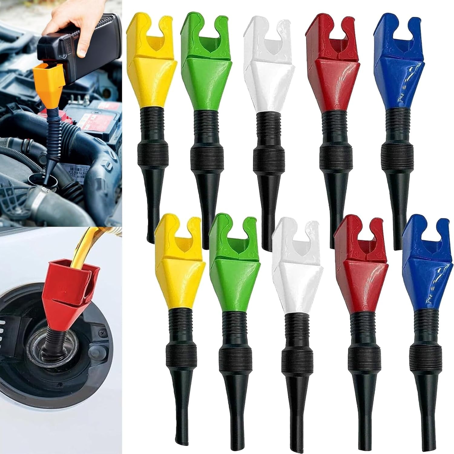 Flexible Wide-Mouth Funnel with Built-In Filter, Retractable Auto Fuel ...