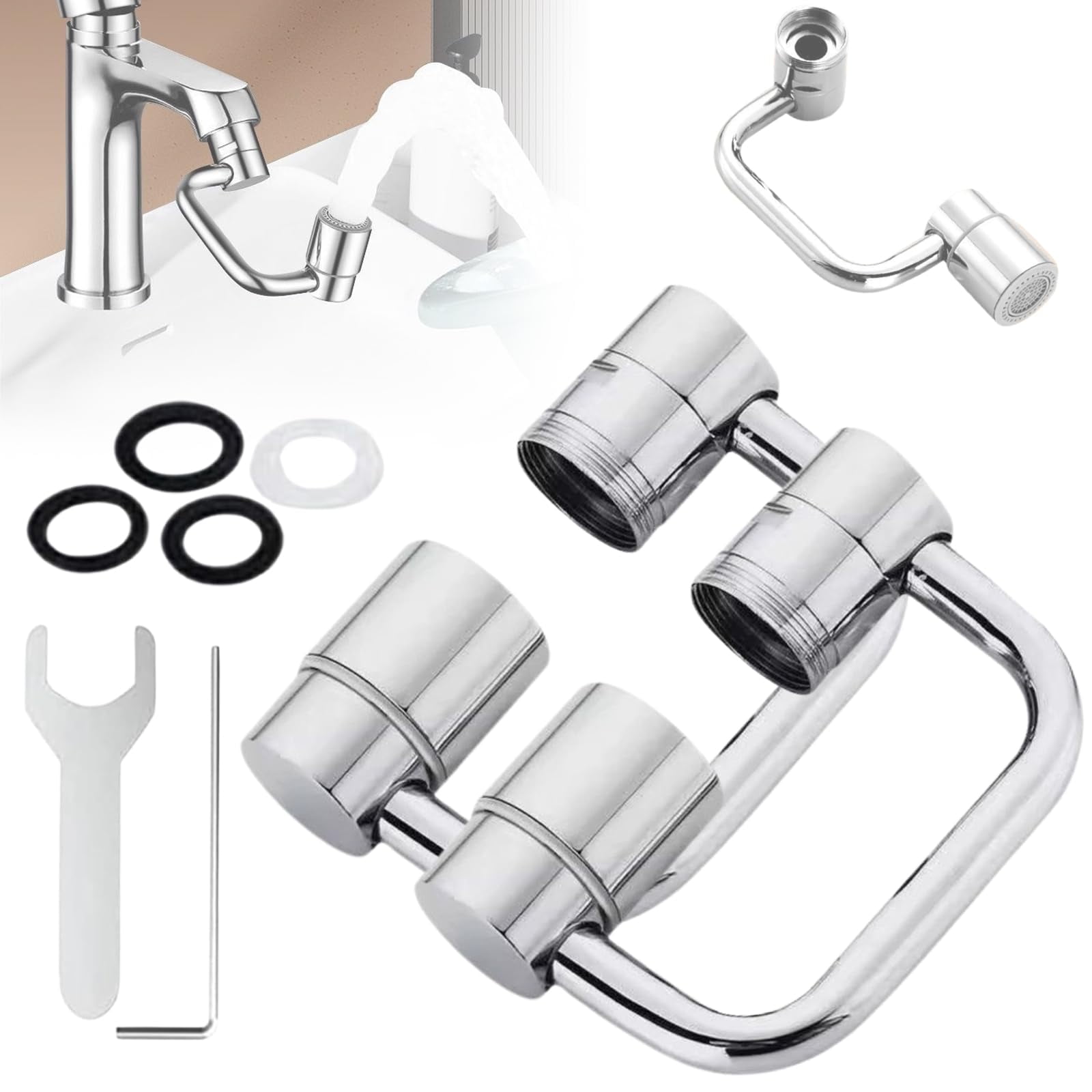 Flexiflow 1080° Rotating Faucet Extender, 1440° Rotatable Faucet ...