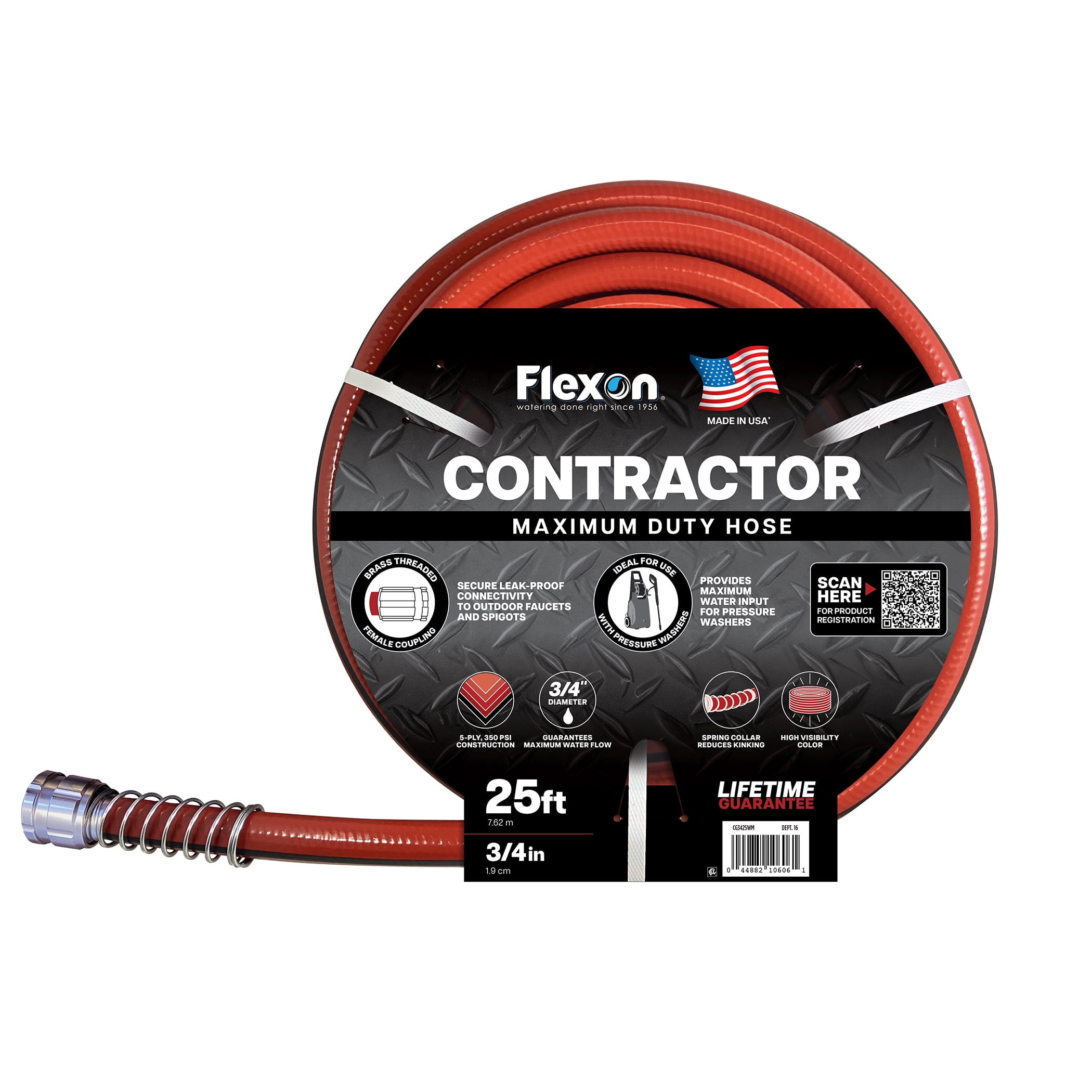 Flexon 3/4IN 25FT Contractor Garden Hose - Walmart.com