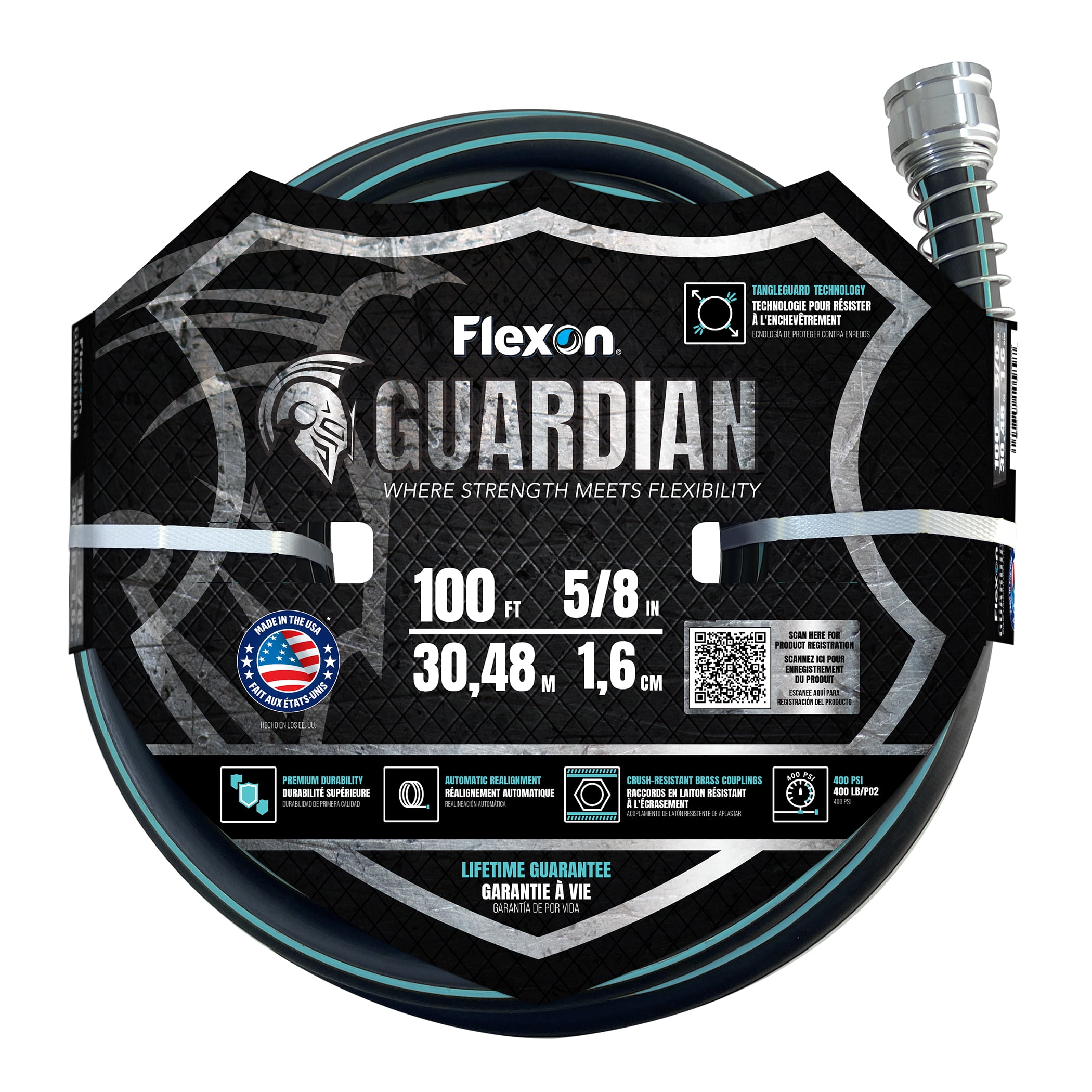 Flexon 5/8" x 100 ft. Guardian Heavy Duty Kink Resistant Garden Hose ...