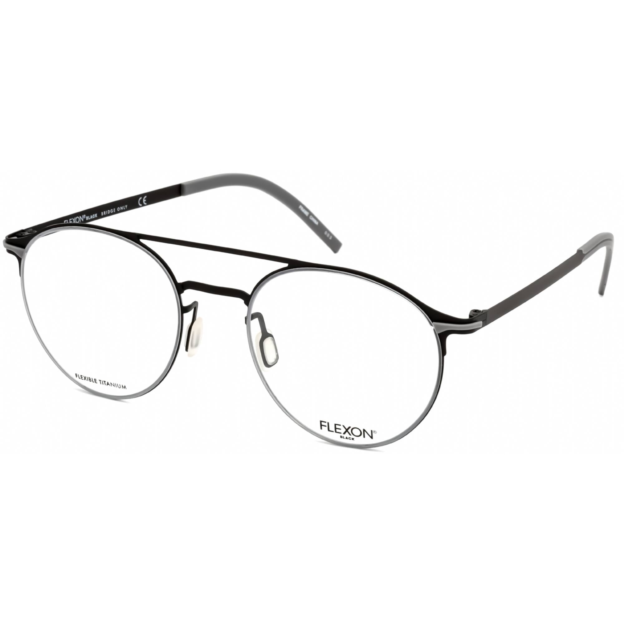 Flexon FLEXON B2003 001 Men's Black Metal Round Frame Eyeglasses ...
