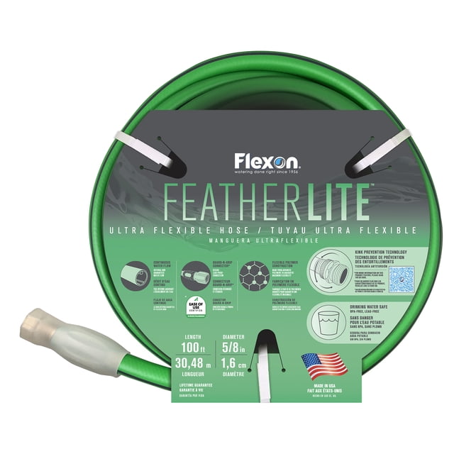 Flexon Featherlite Kink-Free Ultra Flexible Garden Hose, 5/8 x 100ft ...