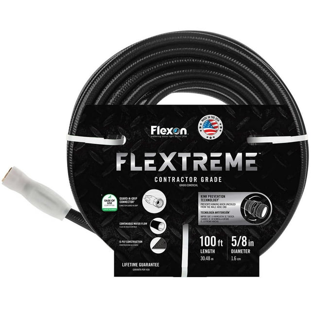 "Flexon Flextreme Contractor Grade Hose, Heavy-Duty, Black, 5/8"" x 100" - Walmart.com