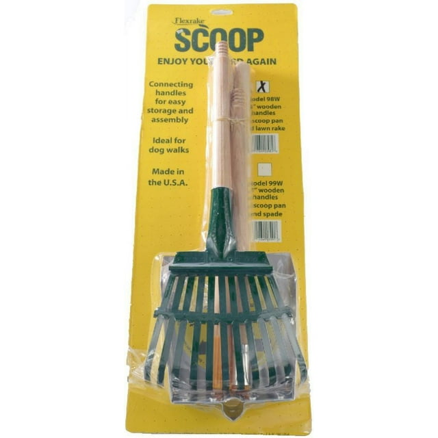 Flexrake Scoop and Steel Rake Set with Wood Handle - Small [Dog, Waste ...