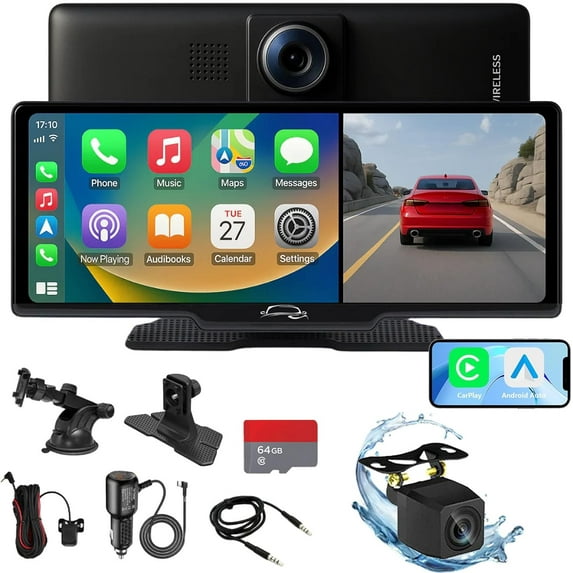 Flexscreen Pro (2025 Model), 10.26" HD Portable Carplay & Android Auto Screen, 4K Dash Cam Front ...