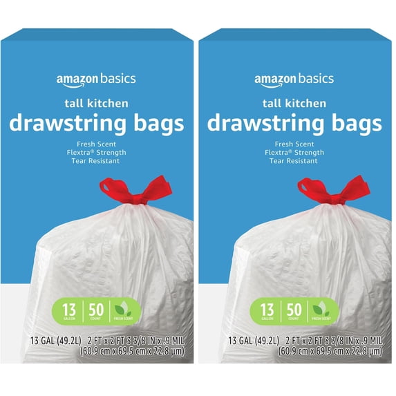 Flextra Strength Tall Kitchen Drawstring Trash Bags, Fresh Scent, Tear ...