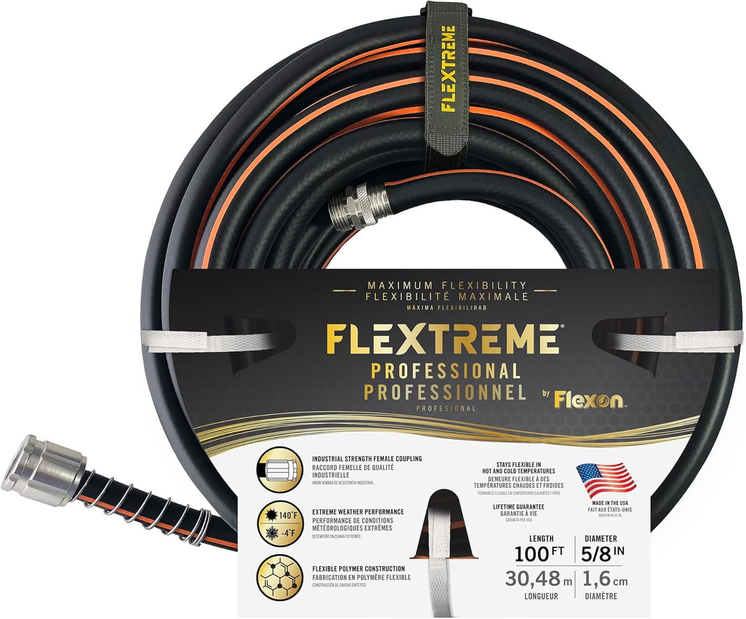 Flextreme Pro 5/8" x 100ft Performance Rubber Garden Hose – Heavy-Duty ...