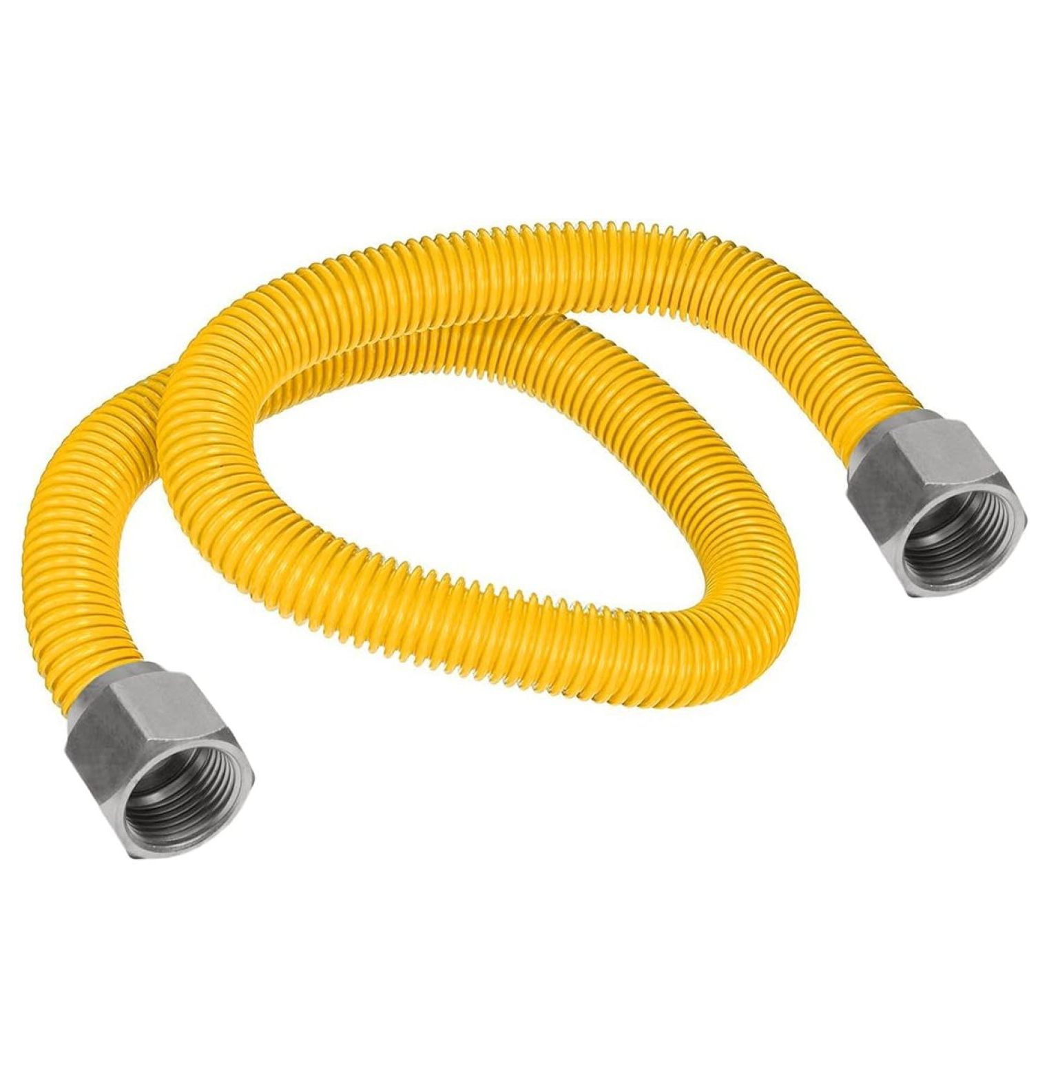 Flextron FTGC-YC14-72 70" Flexible Epoxy Coated Gas Line Connector with 3/8" Outer Diameter and ...