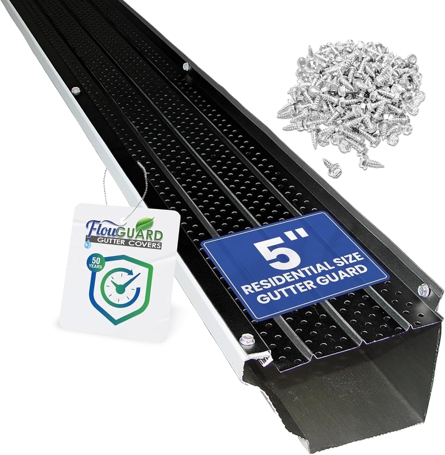 FlexxPoint 30 Year Gutter Cover System, Black Residential 5" Gutter ...
