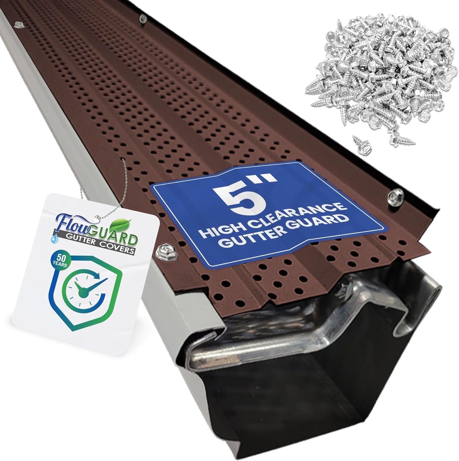 FlexxPoint High Clearance 30 Year Gutter Cover System, Brown ...