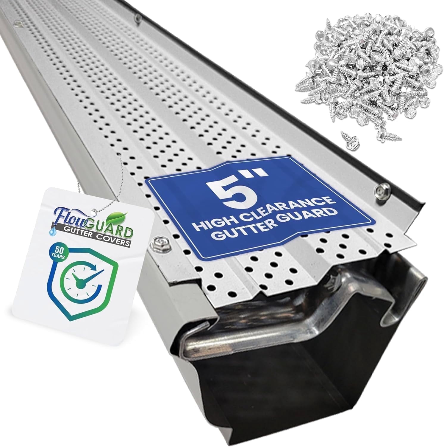 FlowGuard Gutter Guards 5" High Clearance 30-Year Gutter Cover System ...