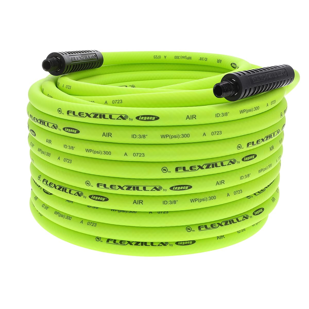 Flexzilla Air Hose, 3/8 in. x 100 ft., 1/4 in. MNPT Fittings, Heavy Duty, Lightweight, Hybrid ...