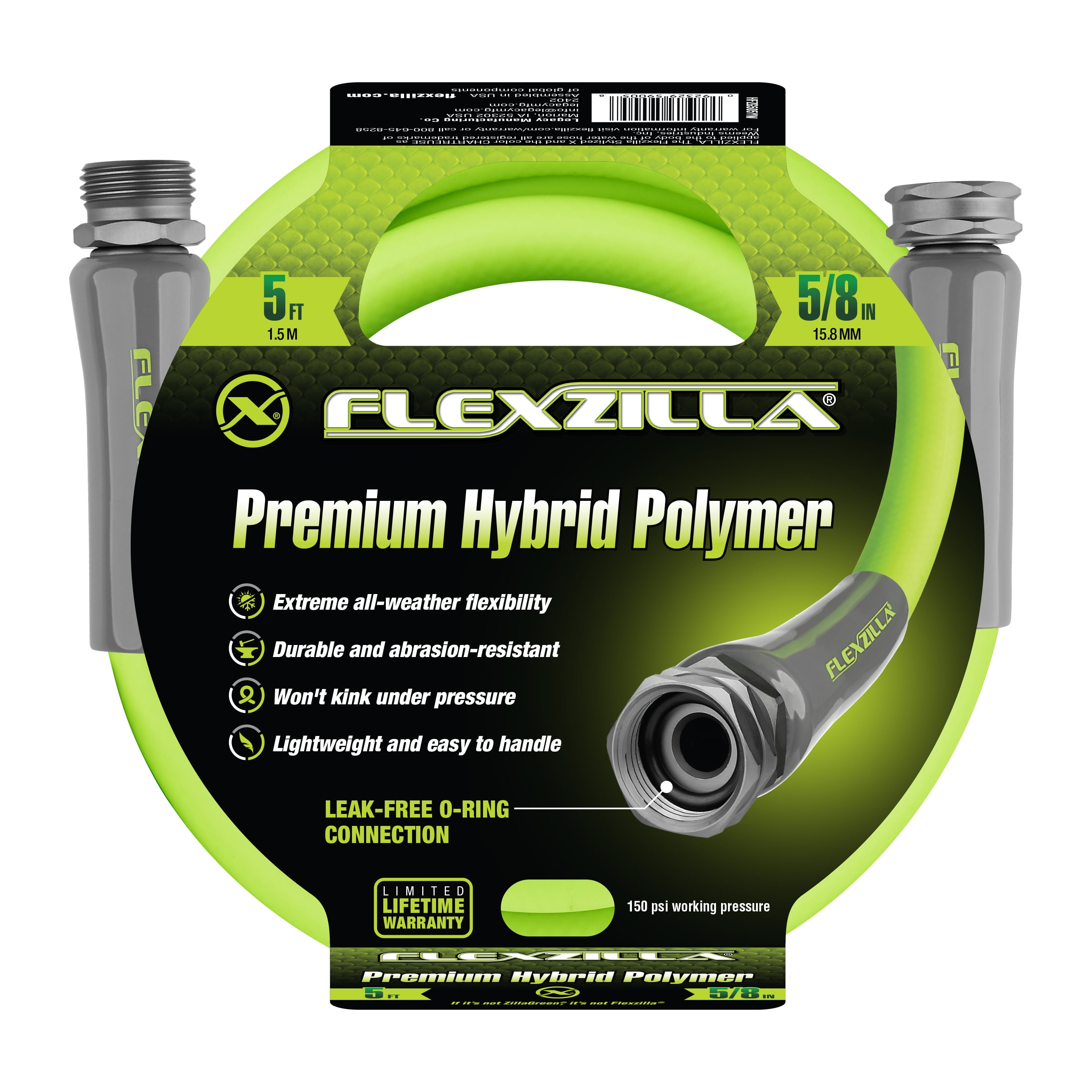 Flexzilla Garden Hose, 5/8 inch x 5 ft, Hybrid Polymer, Lightweight ...