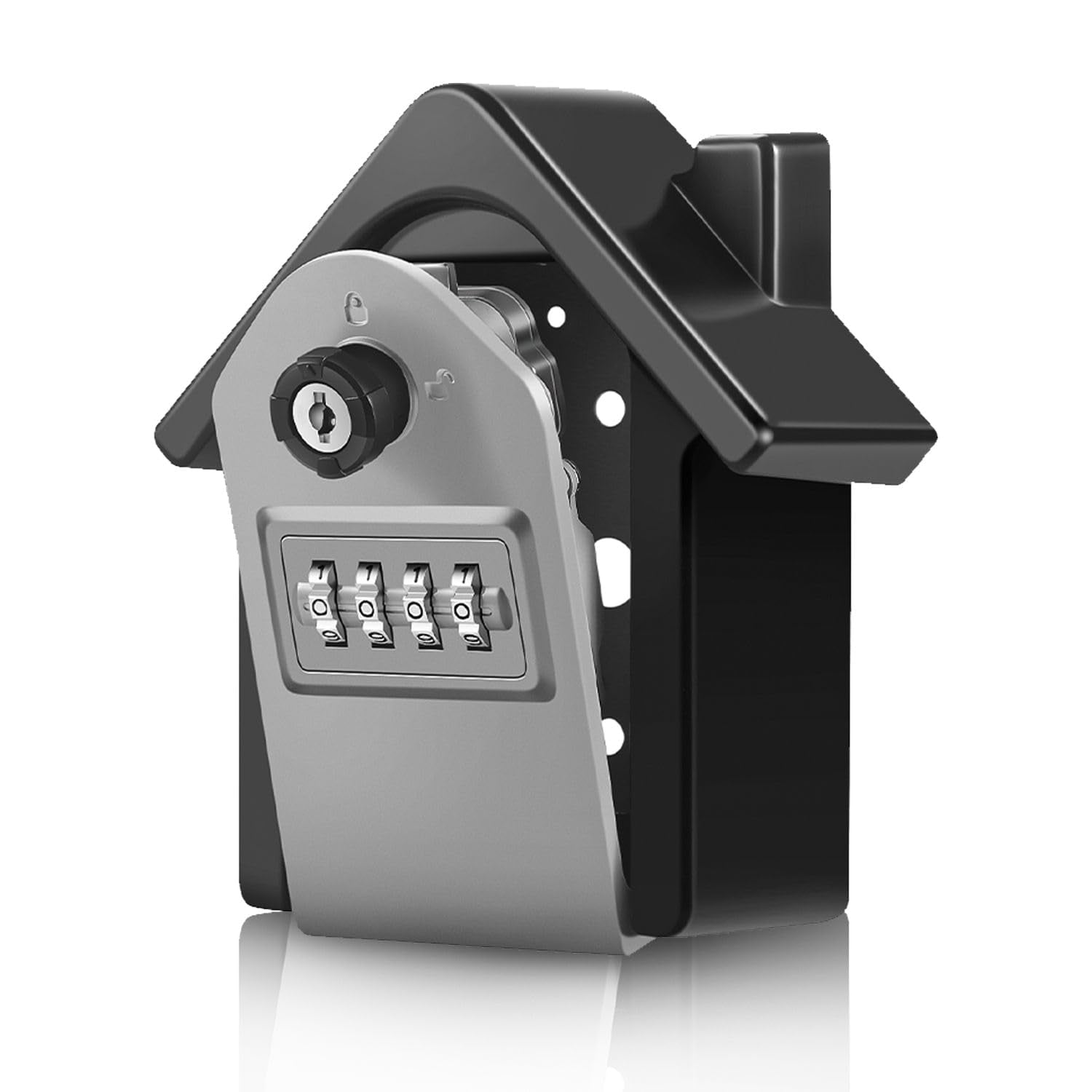 Flexzion Key Box Wall Mount With Code - House Shape Wall Mounted Lockbox for Keys - 4 Digit Code ...