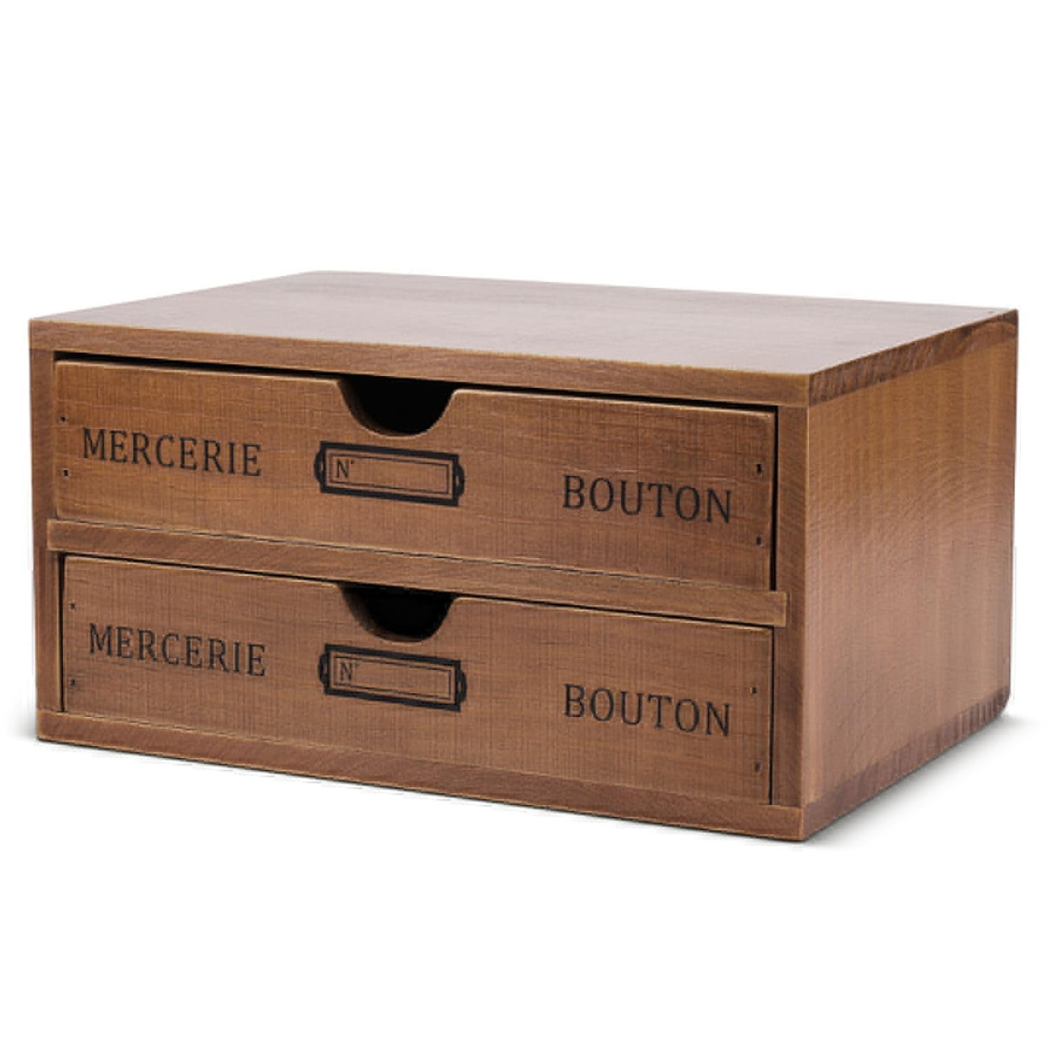 Flexzion Wooden Desktop Office Supplies Organizer with 2 Storage ...