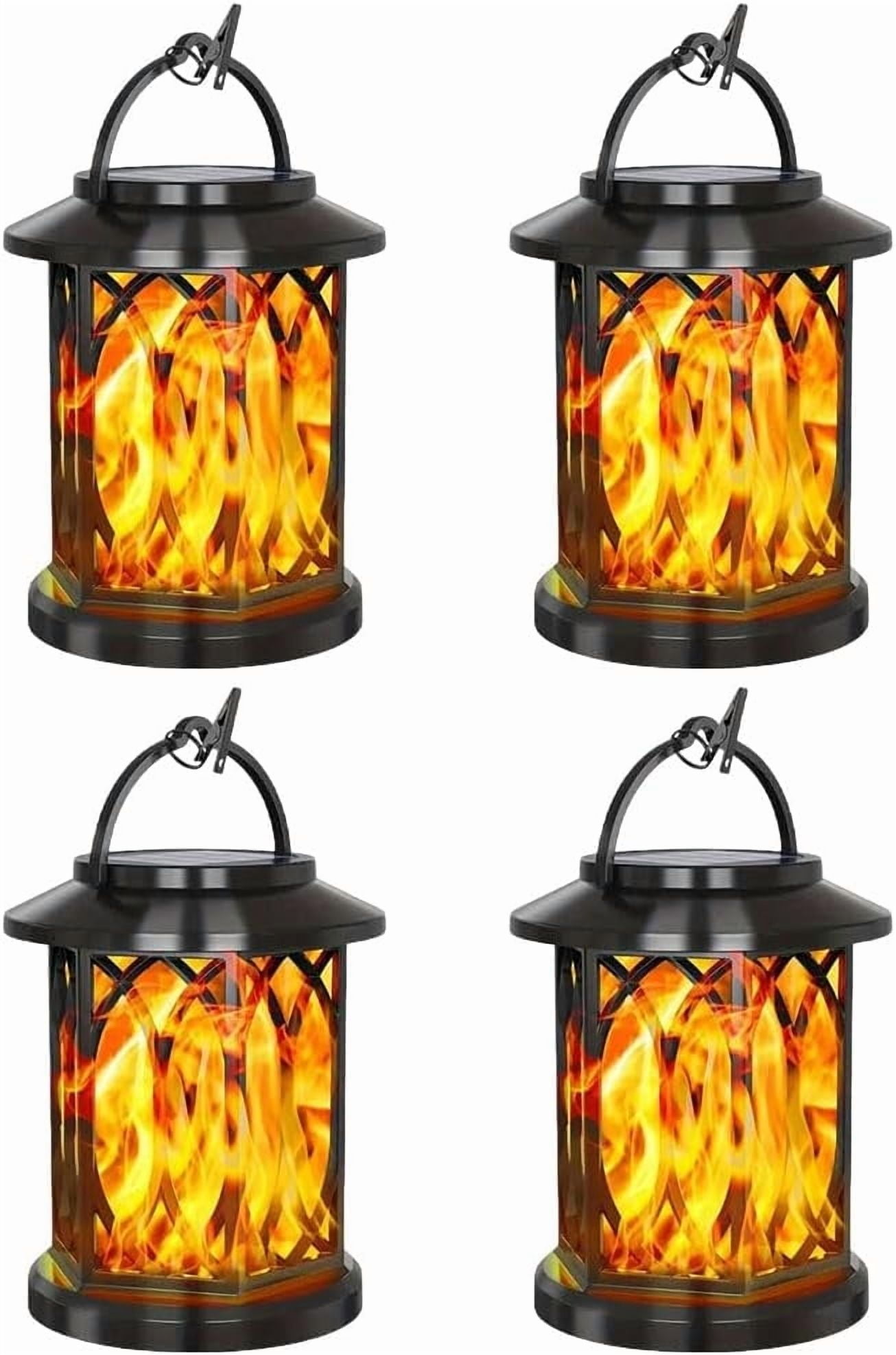 Flickering Flame Solar Lantern Outdoor Waterproof Light, Auto On/Off ...