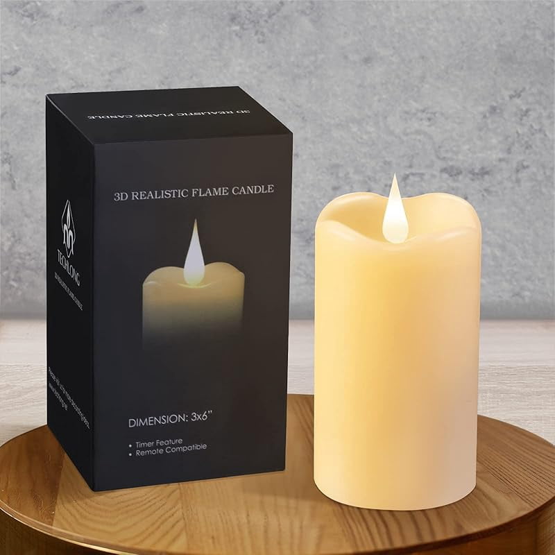 Flickering Flameless Candles with 3D Moving Flame, Last 1000+ Hours ...