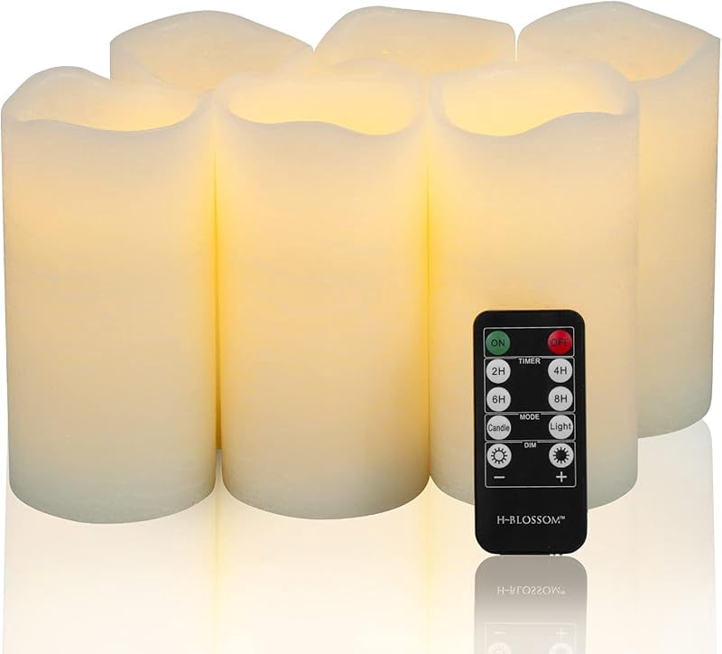 Flickering Flameless Candles Battery Operated Real Wax Pillar Candles ...