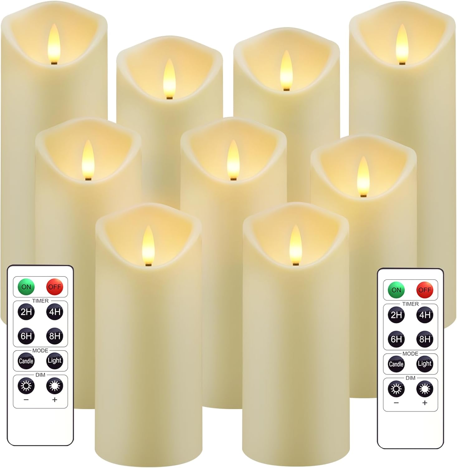 Flickering Flameless Candles Battery Operated with Remote and 2/4/6/8 H ...