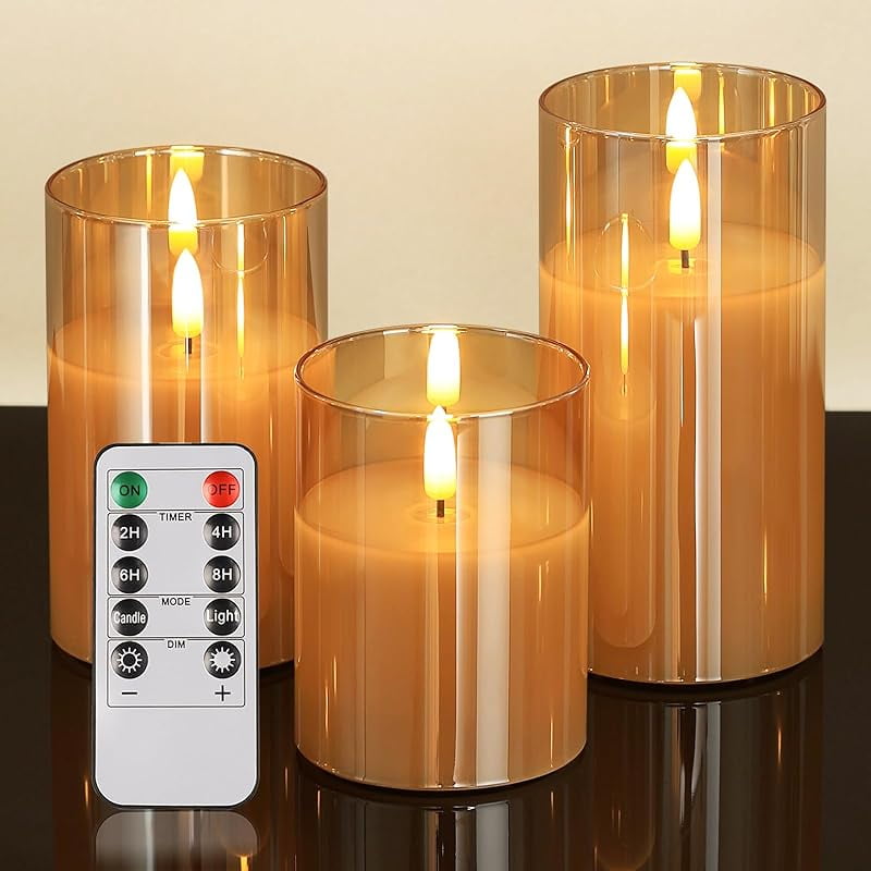 Flickering Flameless Candles with Remote, 3D Wick Realistic Battery ...