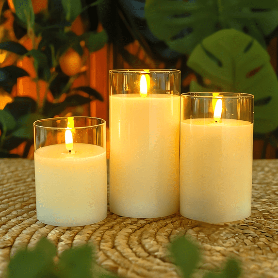 Flickering Flameless Candles, Swinging flame LED Candles, No melt ...