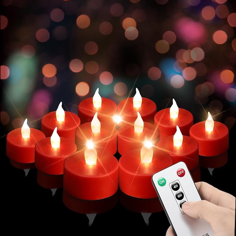 Flickering Flameless LED Candles with 10-Key Remote & Timer, Waterproof ...